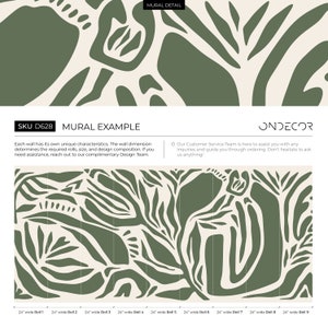 Olive Green Abstract Art Wallpaper Large Boho Wallpaper Peel and Stick ...