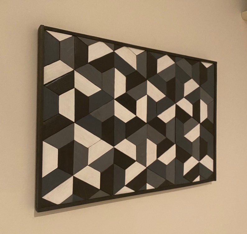 Geometric Wood Wall Art, Rustic, Reclaimed Wood, Handmade, Wood Mosaic ...