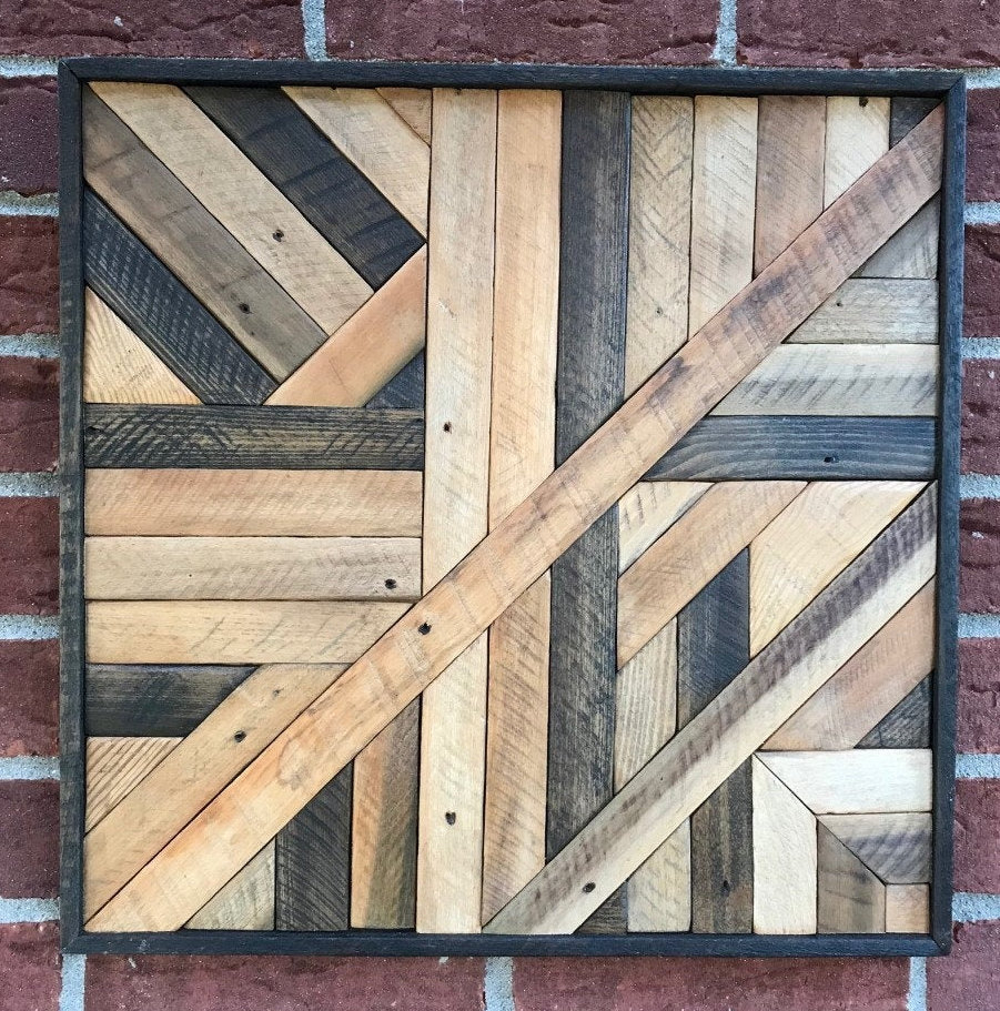 Reclaimed Wood Wall Art, Geometric Pattern, Wood Mosiac, Rustic - Etsy