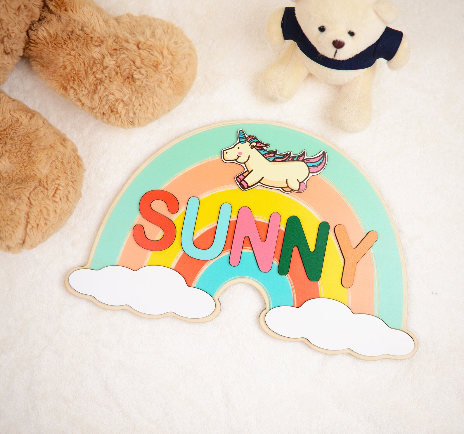 Rainbow Name Puzzle With Unicorn Personalized Toddler Toy - Etsy