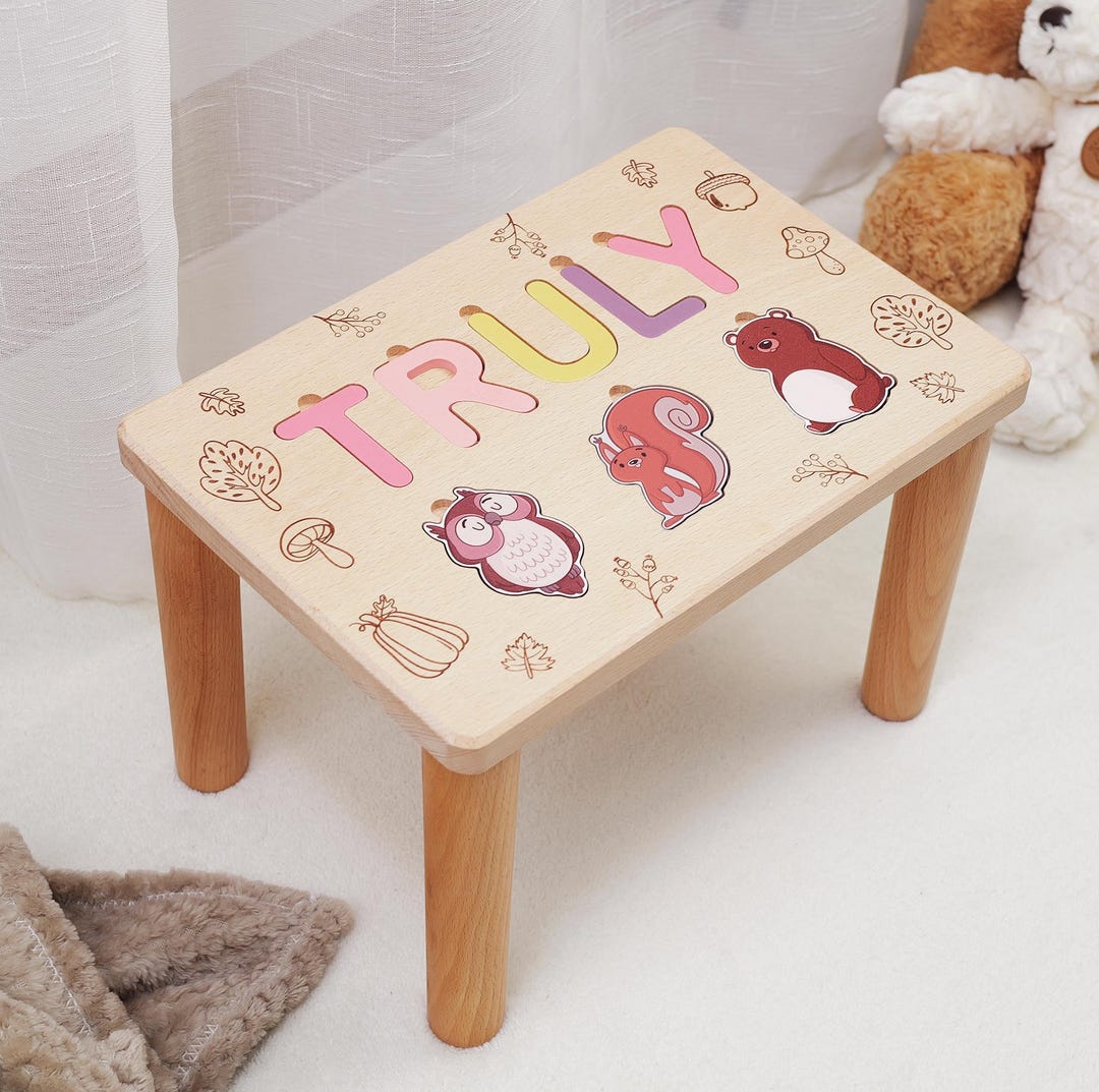 Customized Wooden Name Puzzle Step Stool for Toddlers - Personalized ...