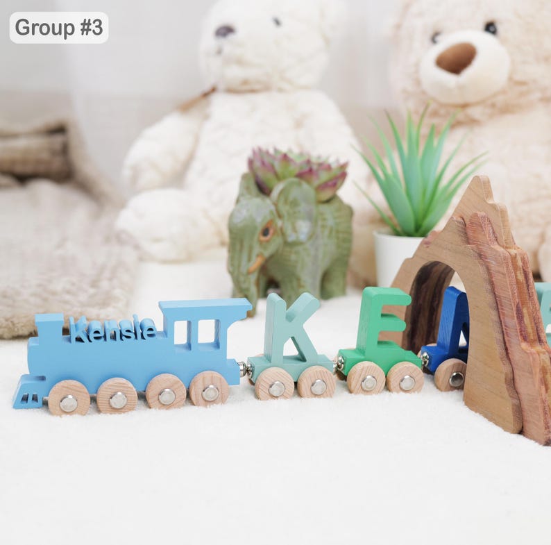 Customizable Wooden Train Set With 3D Name on Train Engine, Gift for ...
