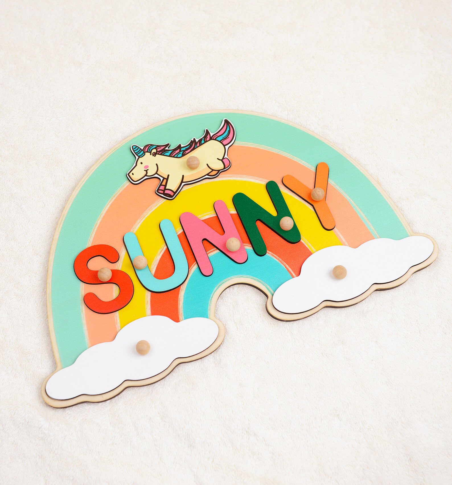 Rainbow Name Puzzle With Unicorn Personalized Toddler Toy - Etsy