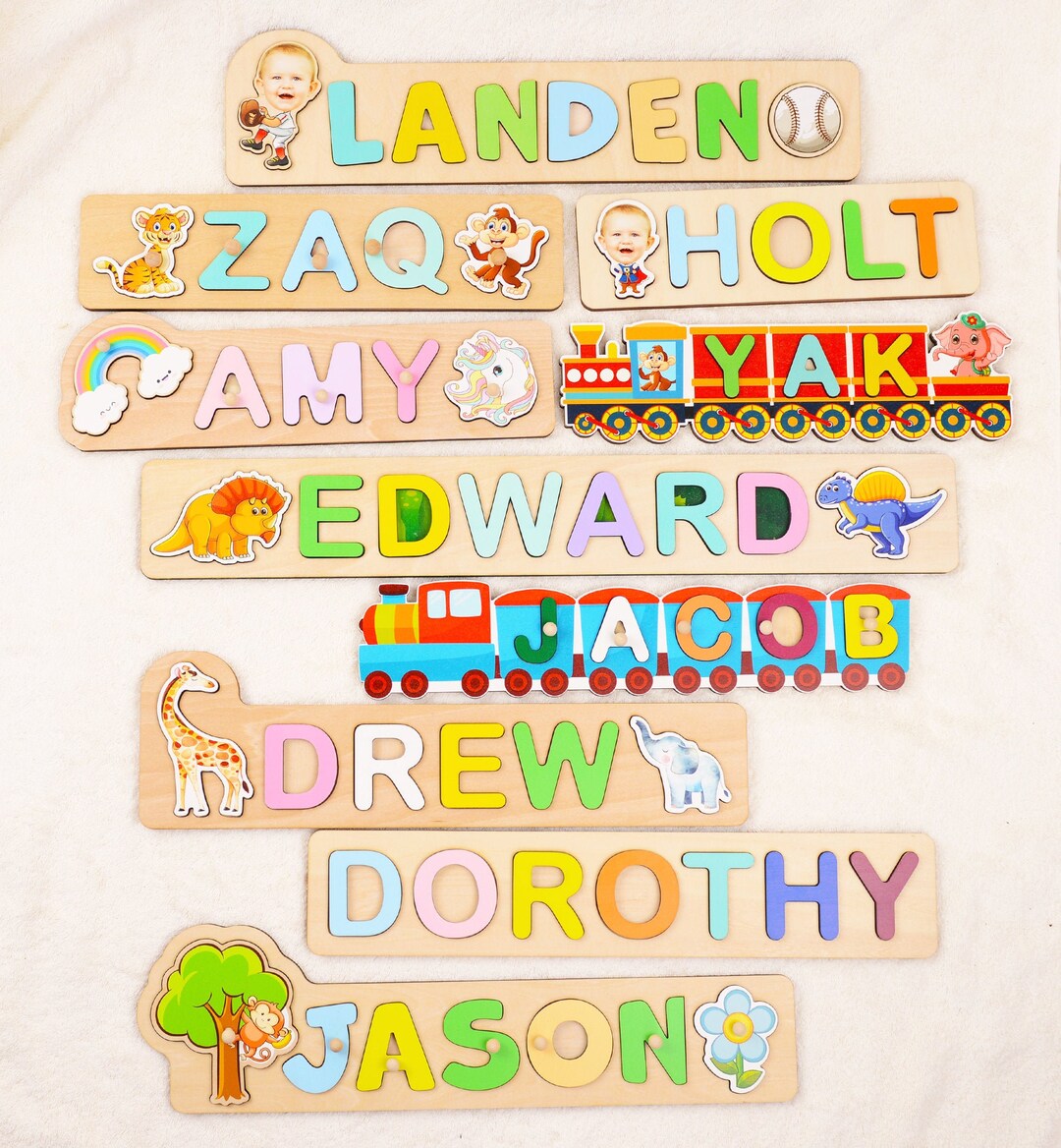 Custom Name Puzzle With Pegs, Montessori Toys for Child, Personalized ...