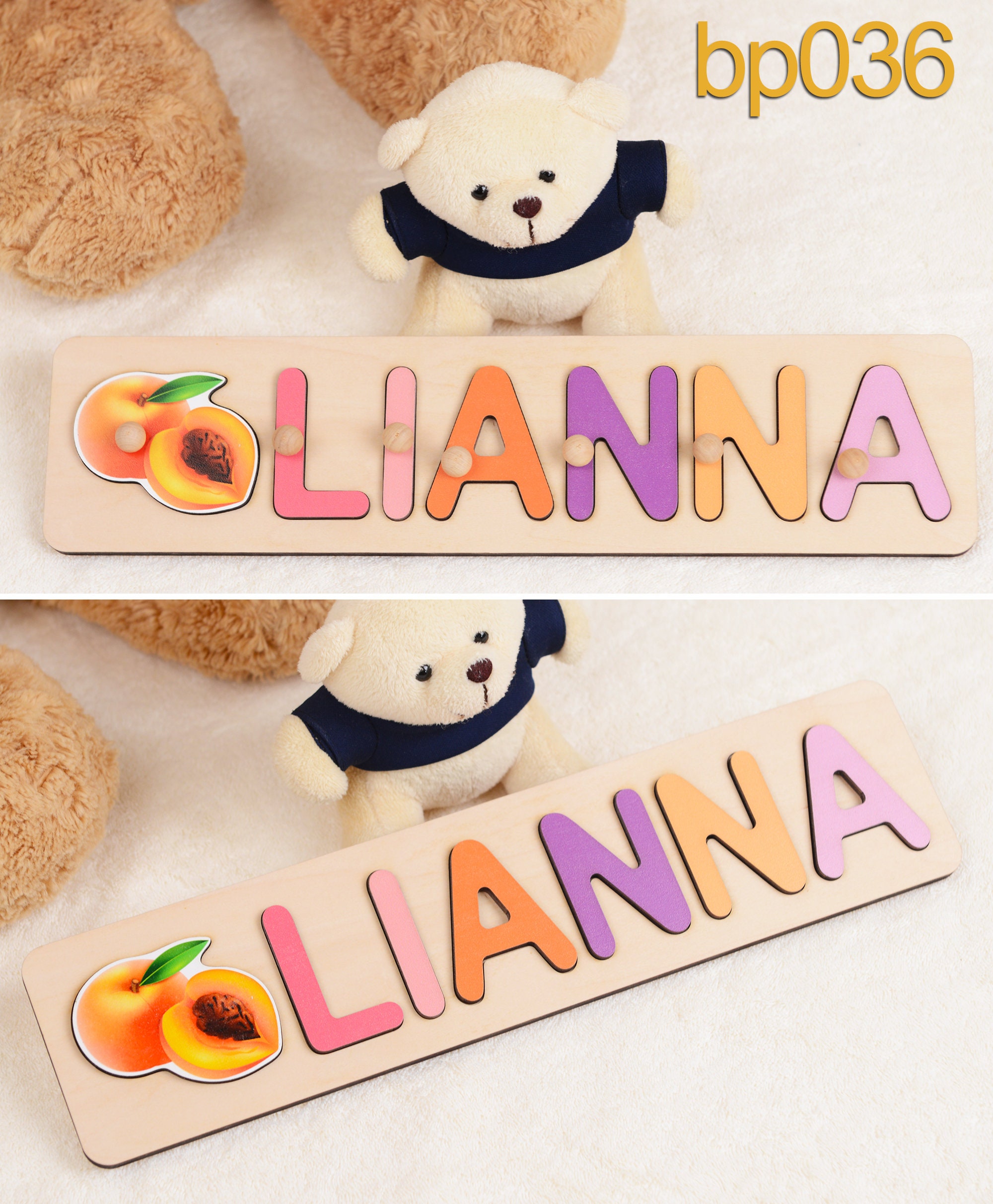 Personalized Name Puzzle With Pegs for Toddlers Montessori | Etsy