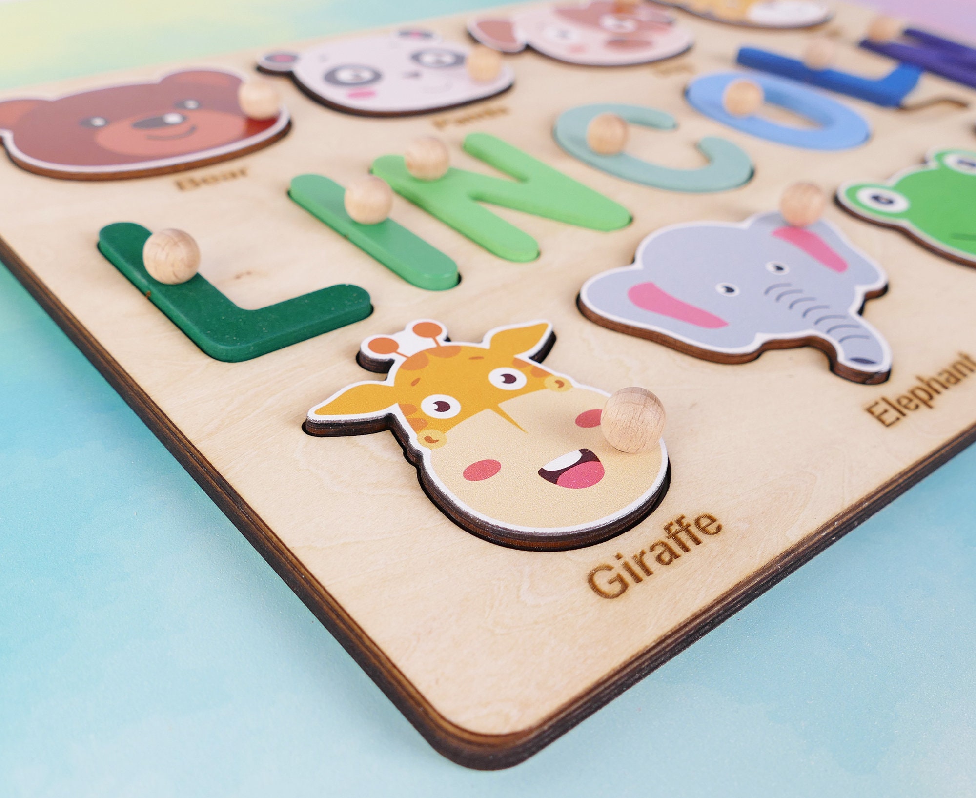 Custom Wooden Baby Name Puzzle for Toddlers, Personalized Toy Gifts ...