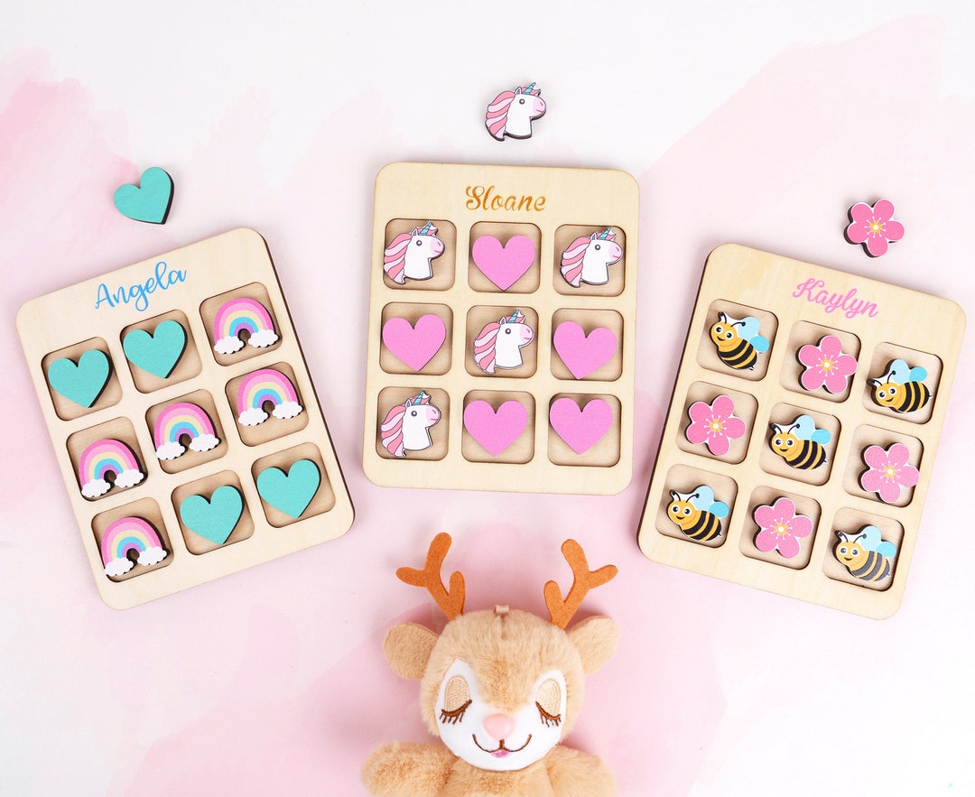 Personalized Wooden Tic Tac Toe Game, Children Gift, Custom Tic Tac Toe ...