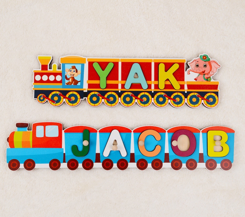 Personalized Name Puzzle Train Wooden Montessori Toy Puzzle - Etsy