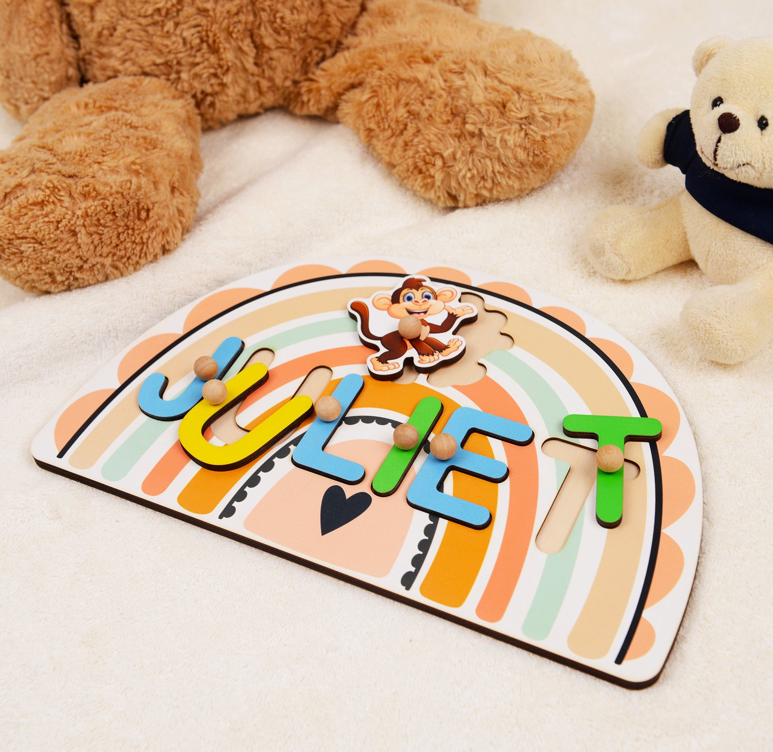 Custom Name Puzzle With Pegs Rainbow Custom 1st Birthday Gift - Etsy