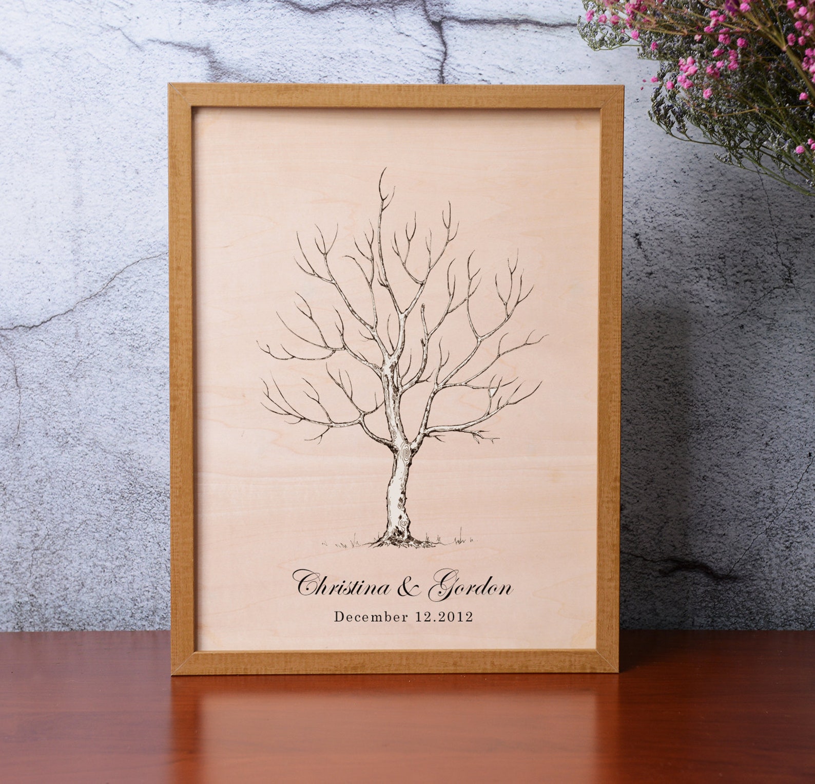 Tree Guest Book Hand Drawn Wedding Guestbook Sketched - Etsy