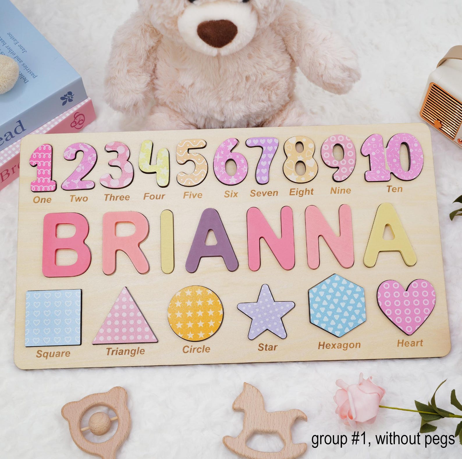 Algebraic Wooden Name Puzzle, Preschool Puzzle Toys for Girls ...