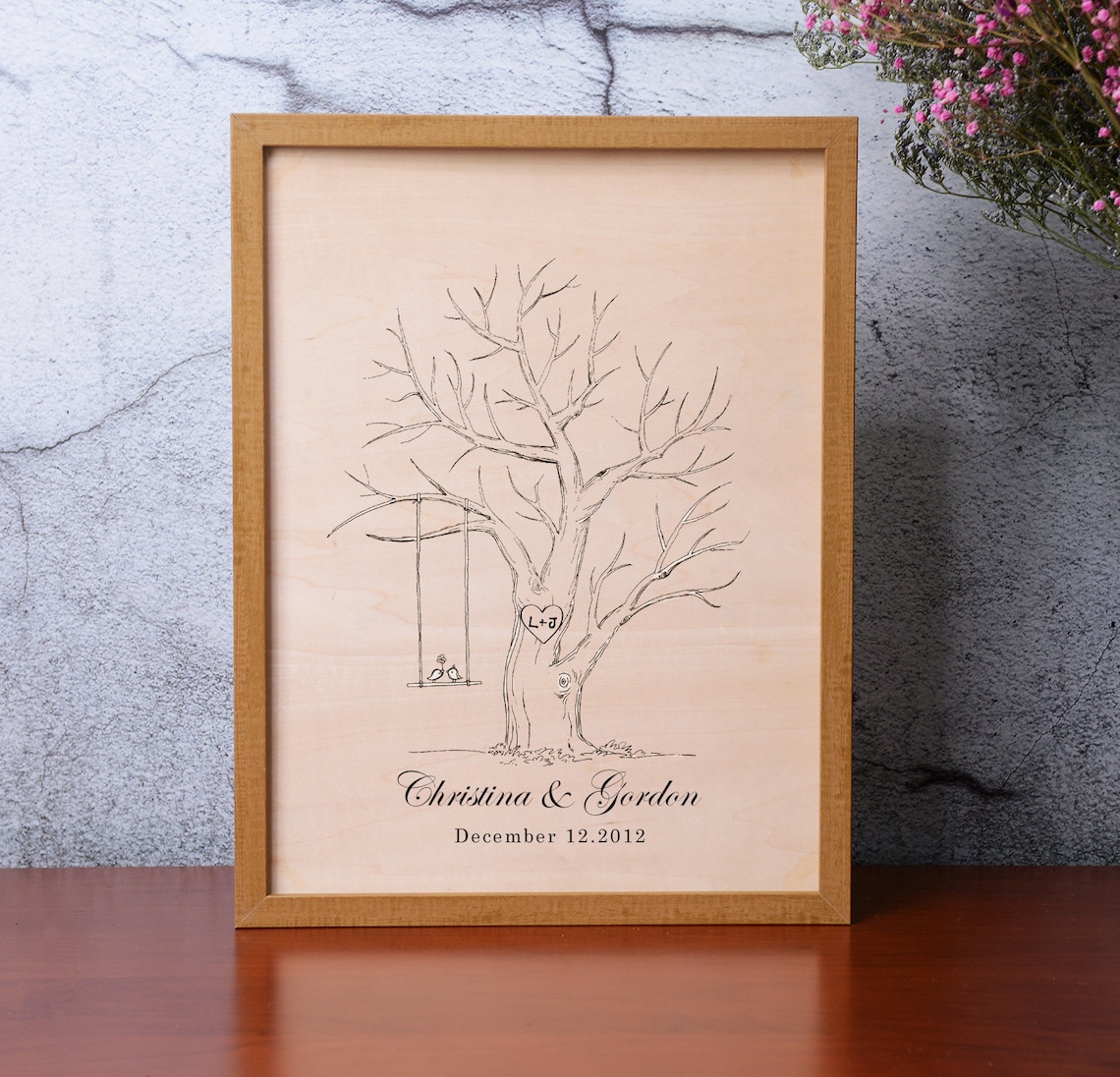 Birds on Oak Tree Fingerprint Guest Book Wedding Guestbook - Etsy