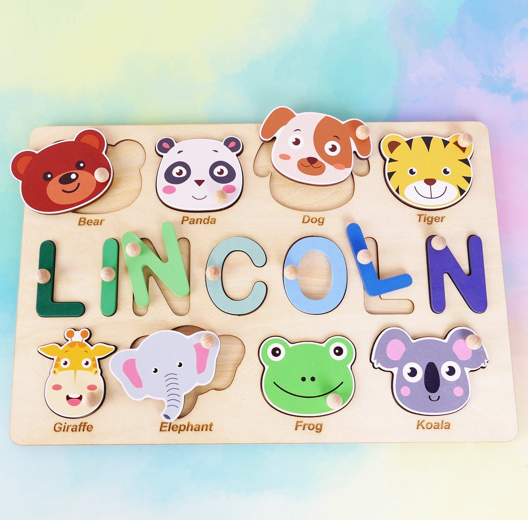 Custom Wooden Baby Name Puzzle for Toddlers, Personalized Toy Gifts ...