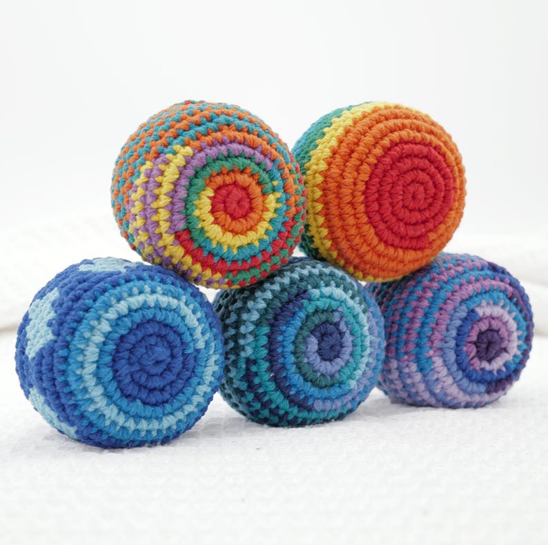 Handmade Crochet Hacky Sack Footbag – Heavy Cotton Juggling Ball – Foot ...