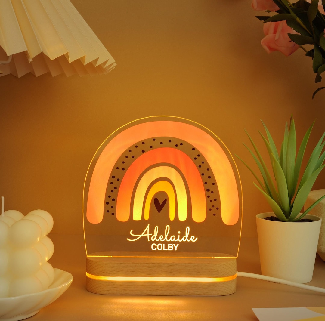Rainbow Night Light With Kid's Name, Nursery Room Night Light With ...