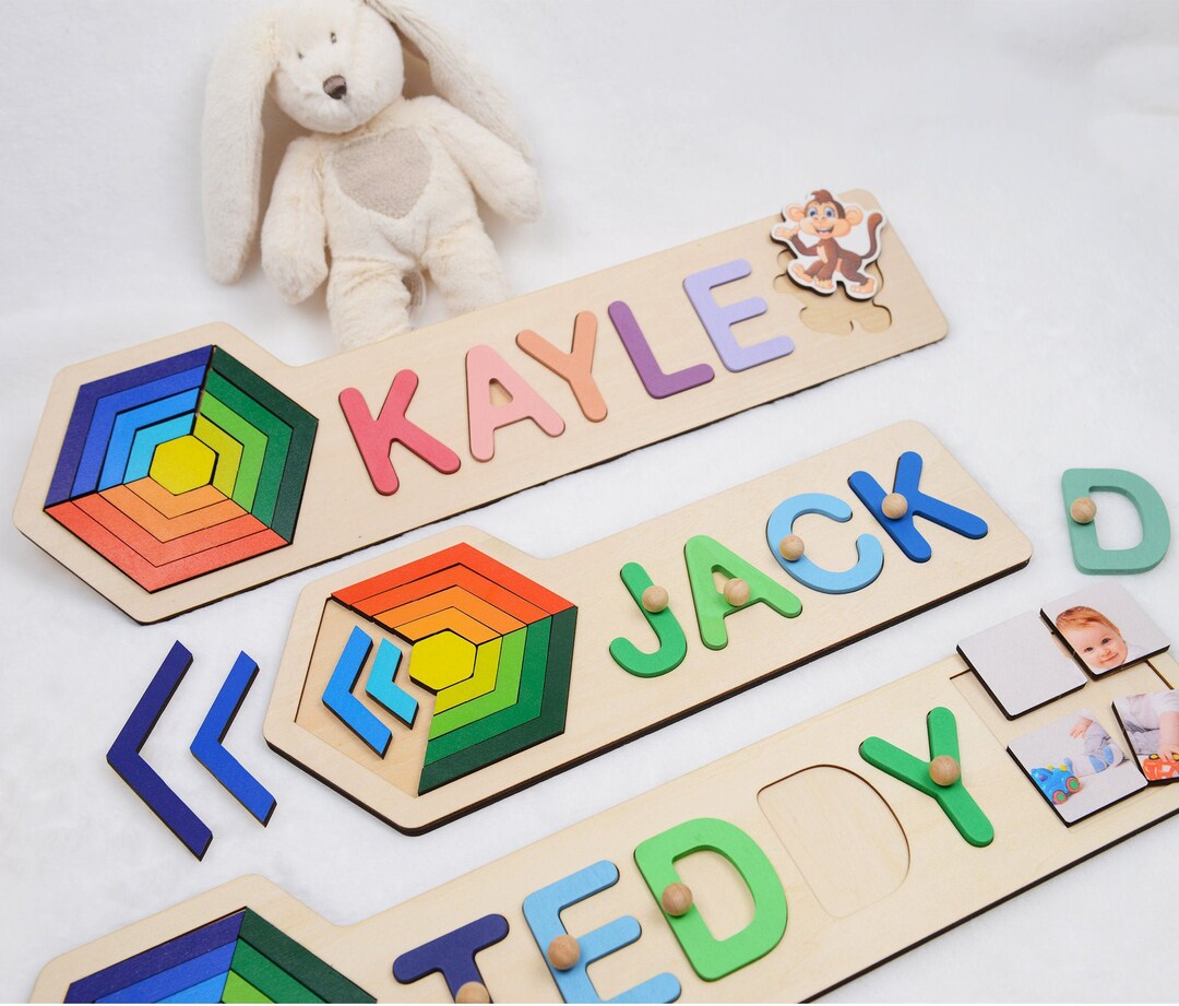 Custom Baby Shower Gift, Name Puzzle With Pegs, Kid 1st Birthday Gift ...