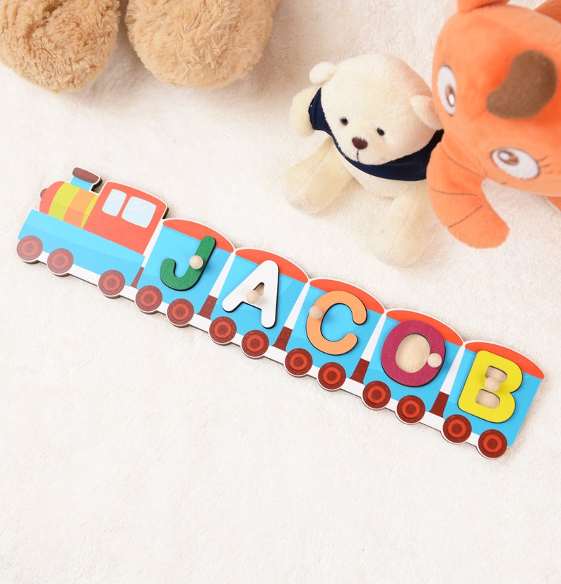 Personalized Name Puzzle Train Wooden Montessori Toy Puzzle - Etsy
