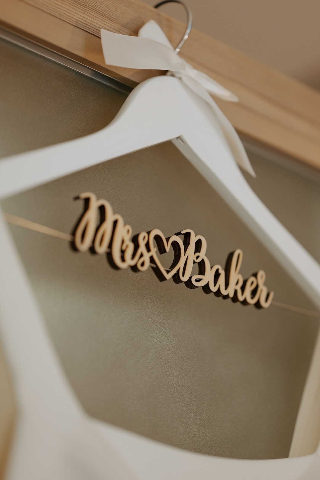 Personalized Wedding Hanger With Engraved Date | Laser Cut Bride or Mrs ...