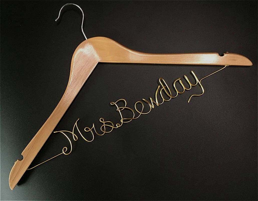Personalized Rustic Wire Name Wedding Hanger Bridal Dress | Etsy
