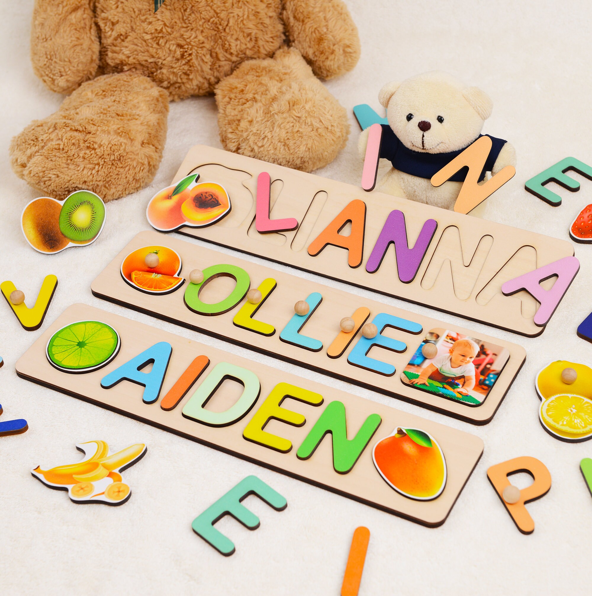 Personalized Name Puzzle With Pegs for Toddlers Montessori | Etsy