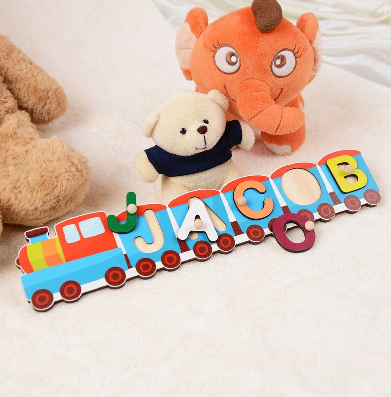 Personalized Name Puzzle Train Wooden Montessori Toy Puzzle - Etsy