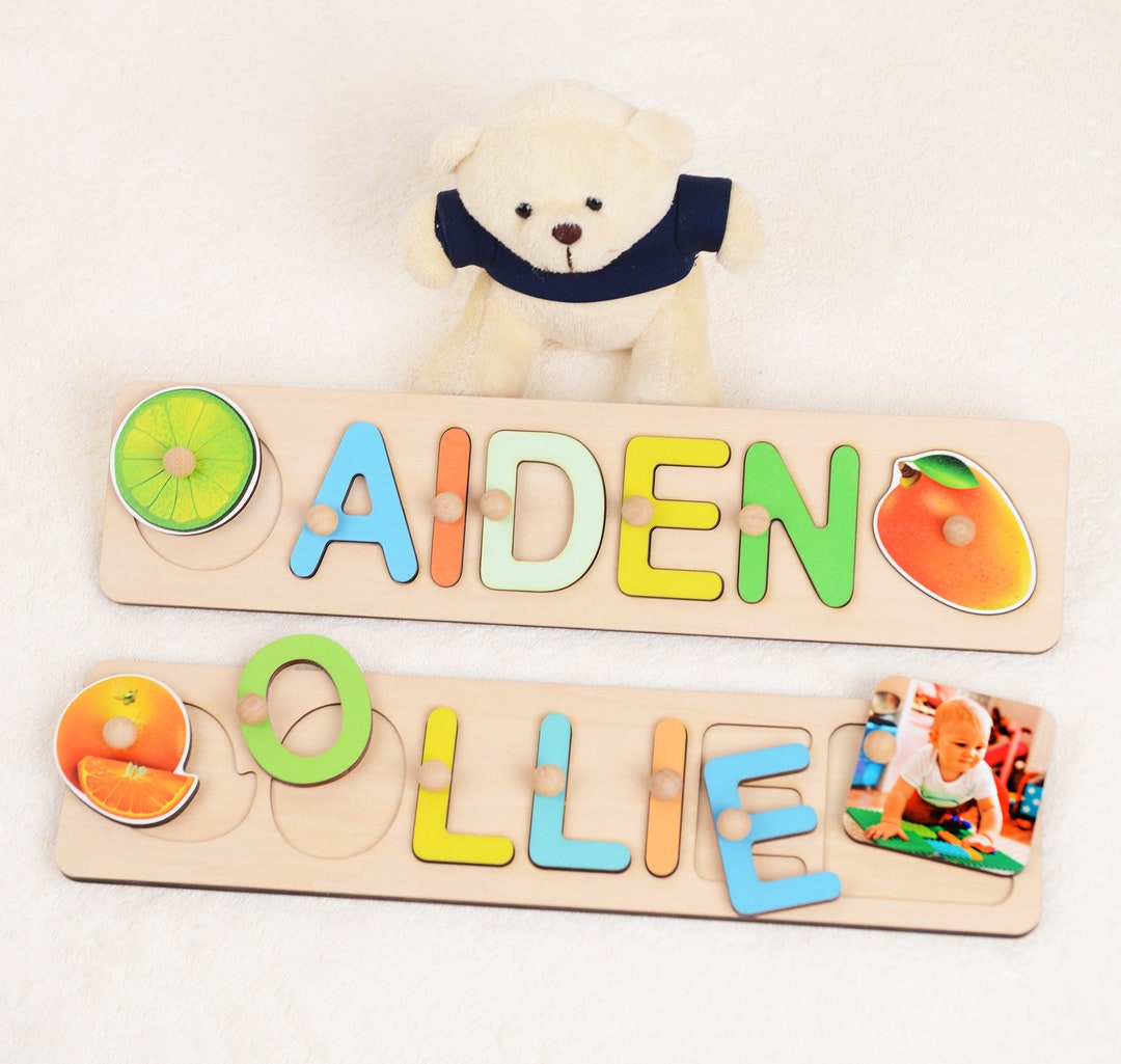 Personalized Name Puzzle With Pegs for Toddlers, Montessori Toys for ...