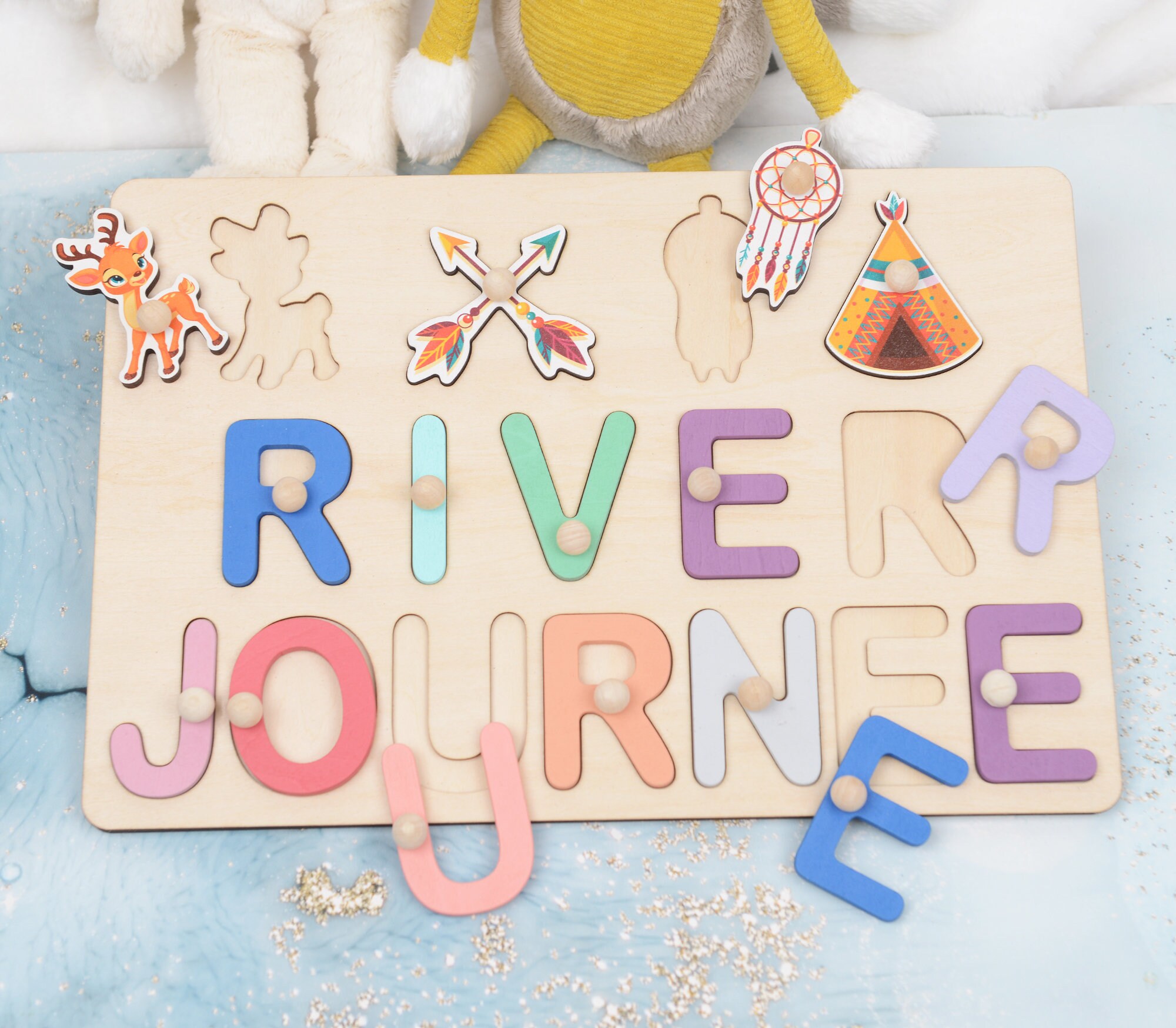 Wooden Name Puzzle With Pegs Custom Baby Puzzle Name - Etsy