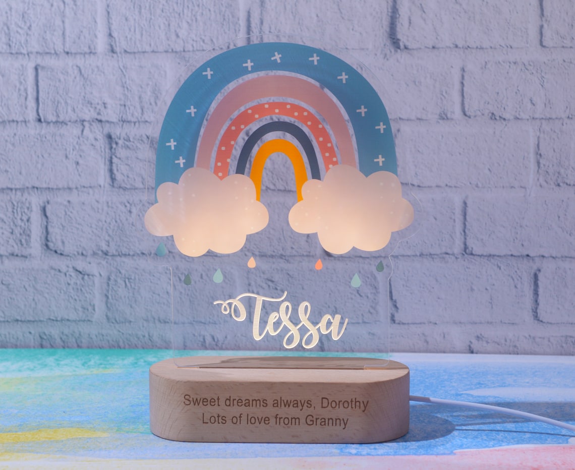 Personalized Rainbow Night Light for Kids Nursery Room Night - Etsy