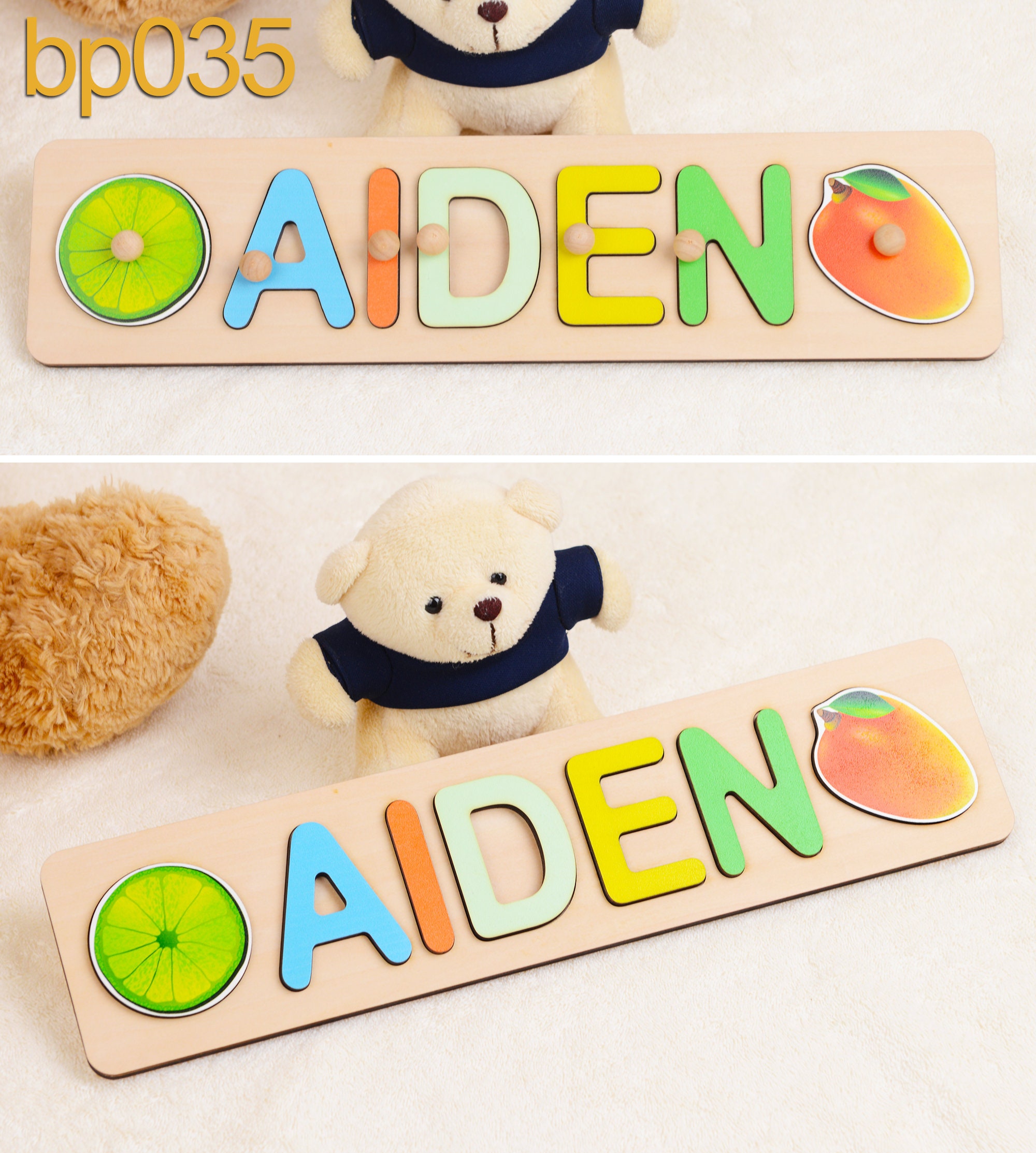 Personalized Name Puzzle With Pegs for Toddlers Montessori | Etsy