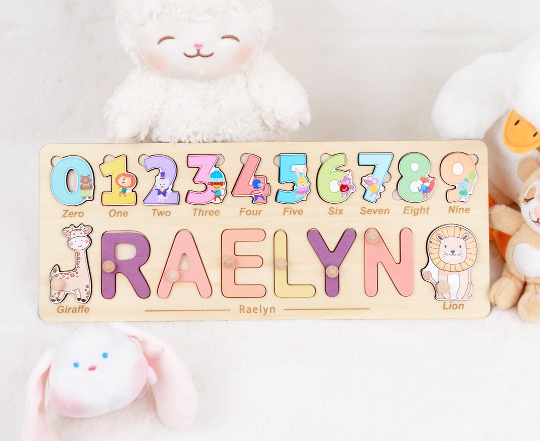 Personalized Kids Name Puzzle With Numbers & Animals, Easter Gift for ...