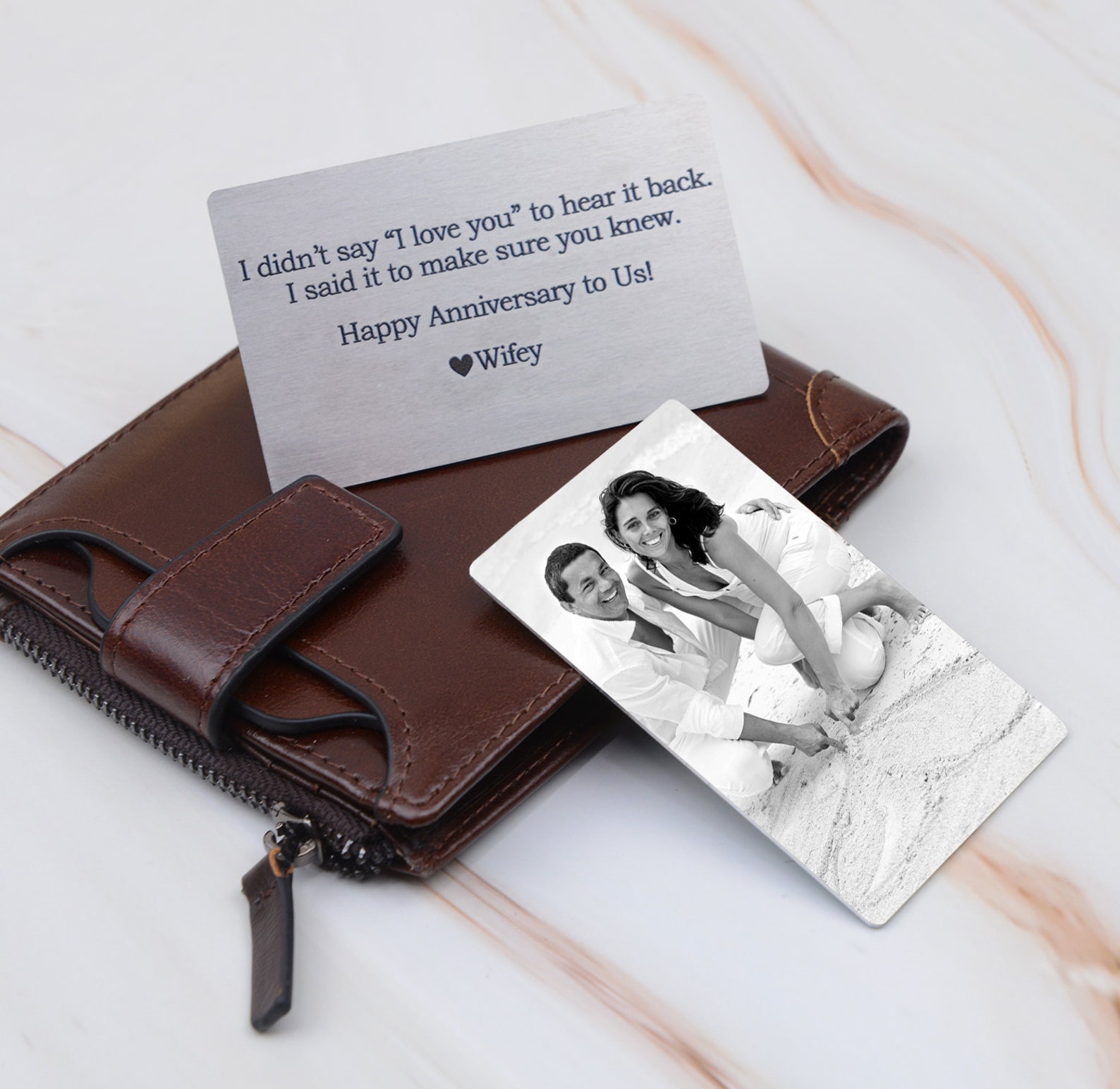 Metal Wallet Card Wallet Insert Personalized Message Card | Etsy