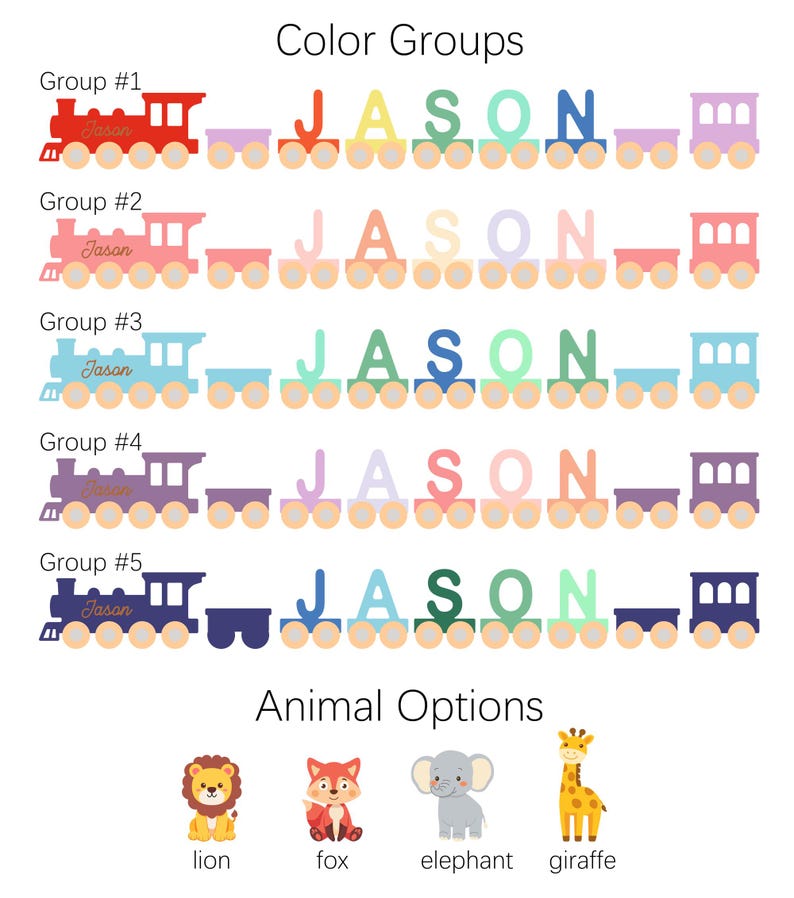 Personalized Train With Child’s Name | Custom Magnetic Animal Train ...
