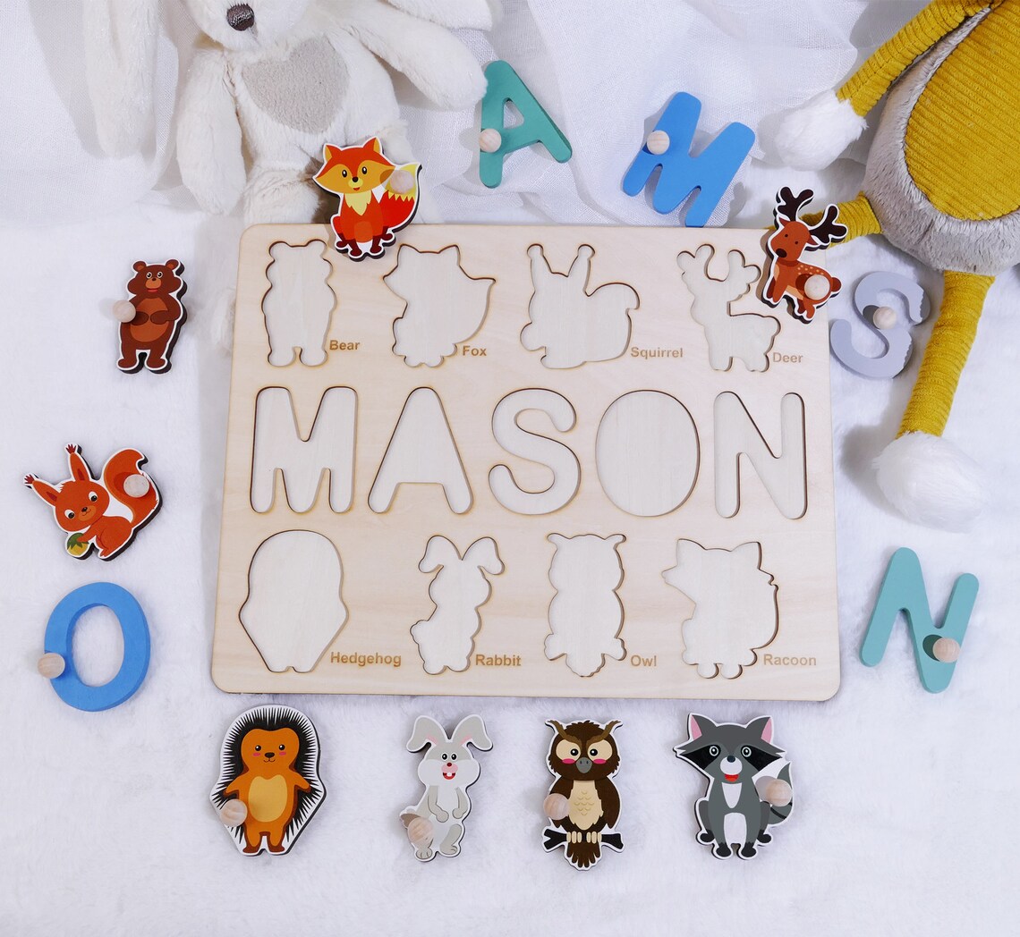 Personalized Toy for Toddler Name Puzzle With Woodland Forest - Etsy