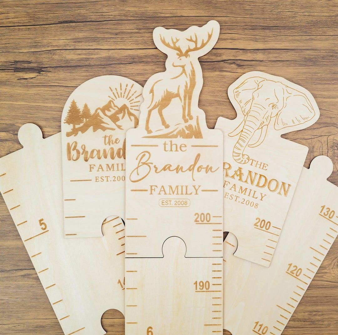 Personalized Kids Height Chart, Custom Wooden Wall Ruler, Family Growth ...