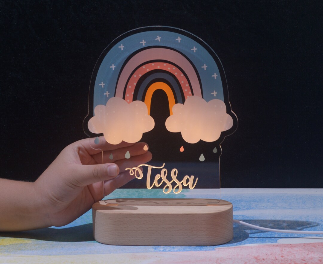 Personalized Rainbow Night Light for Kids, Nursery Room Night Light ...