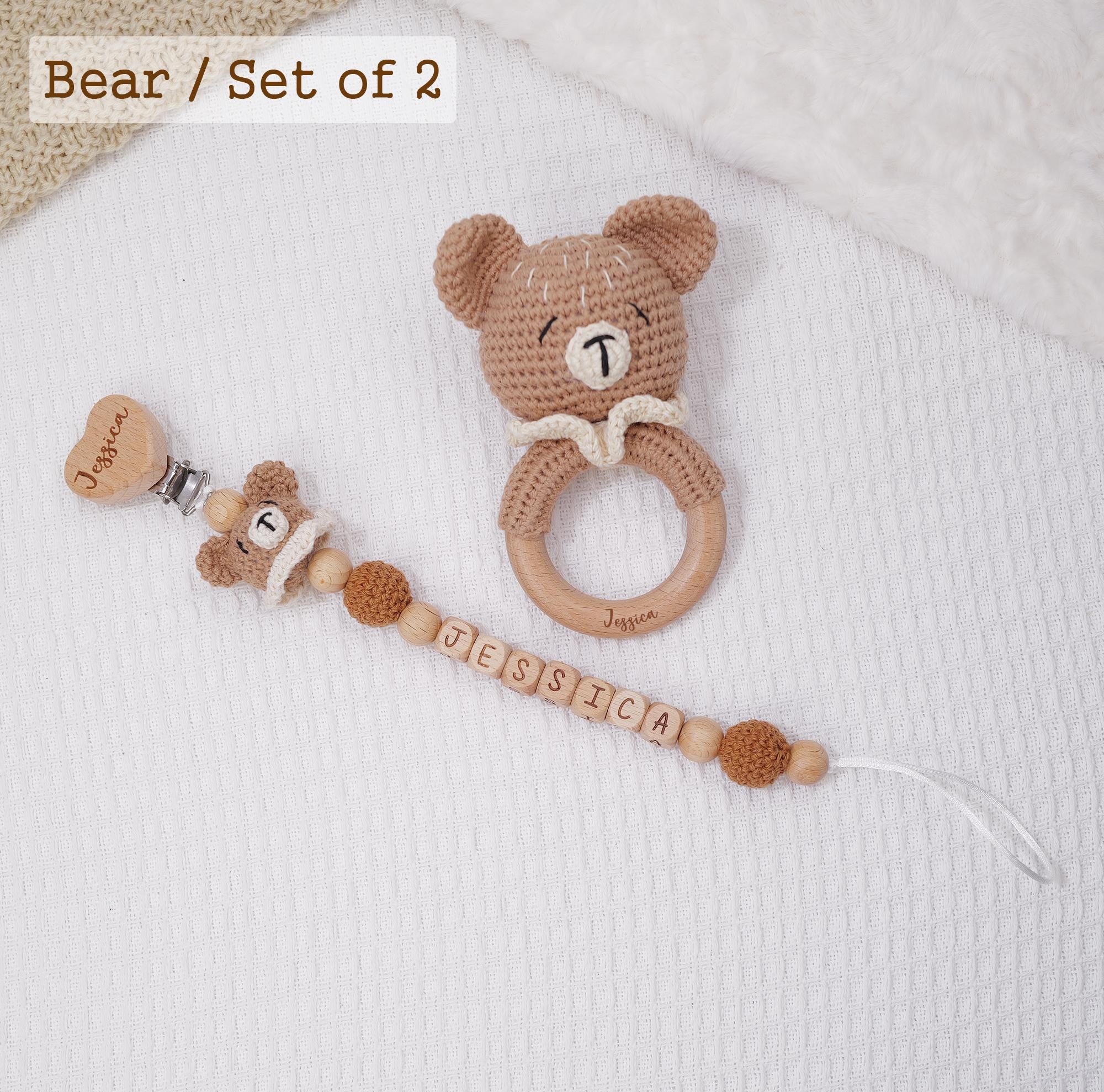 Custom Fox Crochet Rattle With Dummy Clip, Pacifier Clip Set for Baby ...