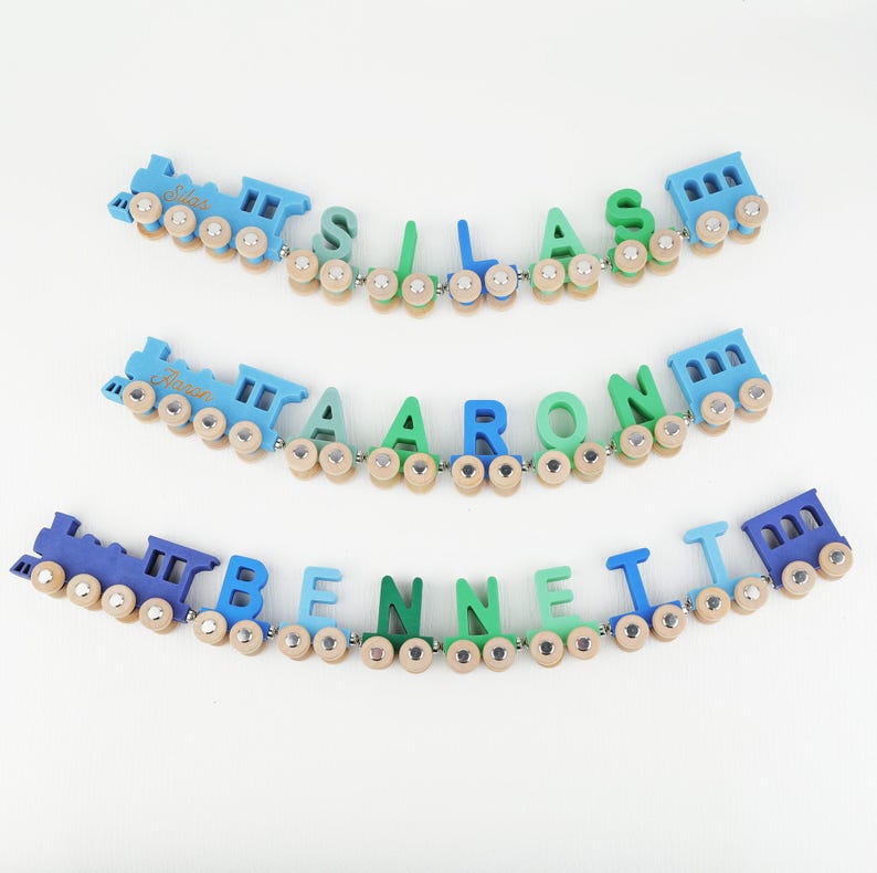 Custom Name Magnetic Train Sets With Mountain Tunnel, Wooden Alphabet ...