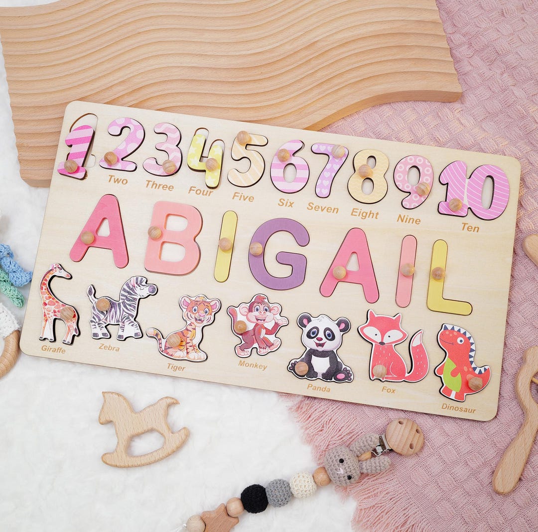 Personalized Wooden Name Puzzle for Girls, Colorful Educational Toy ...