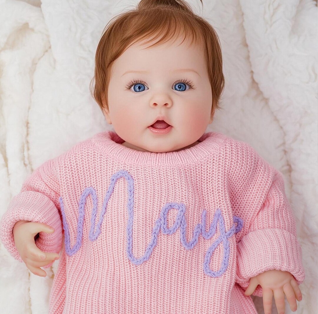 Custom Hand Embroidered Name Baby Sweater, Personalized Baby Name ...