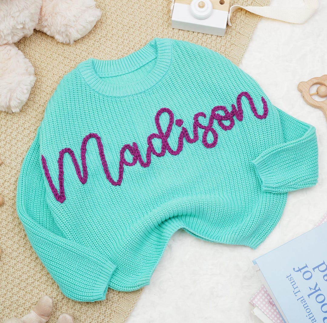 Custom Knit Name Sweater, Toddler Sweater With Name, Baby Chunky ...