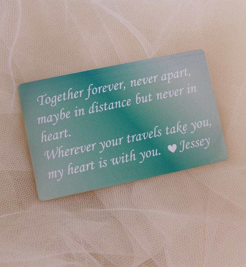 Metal Wallet Card Wallet Insert Personalized Message Card - Etsy