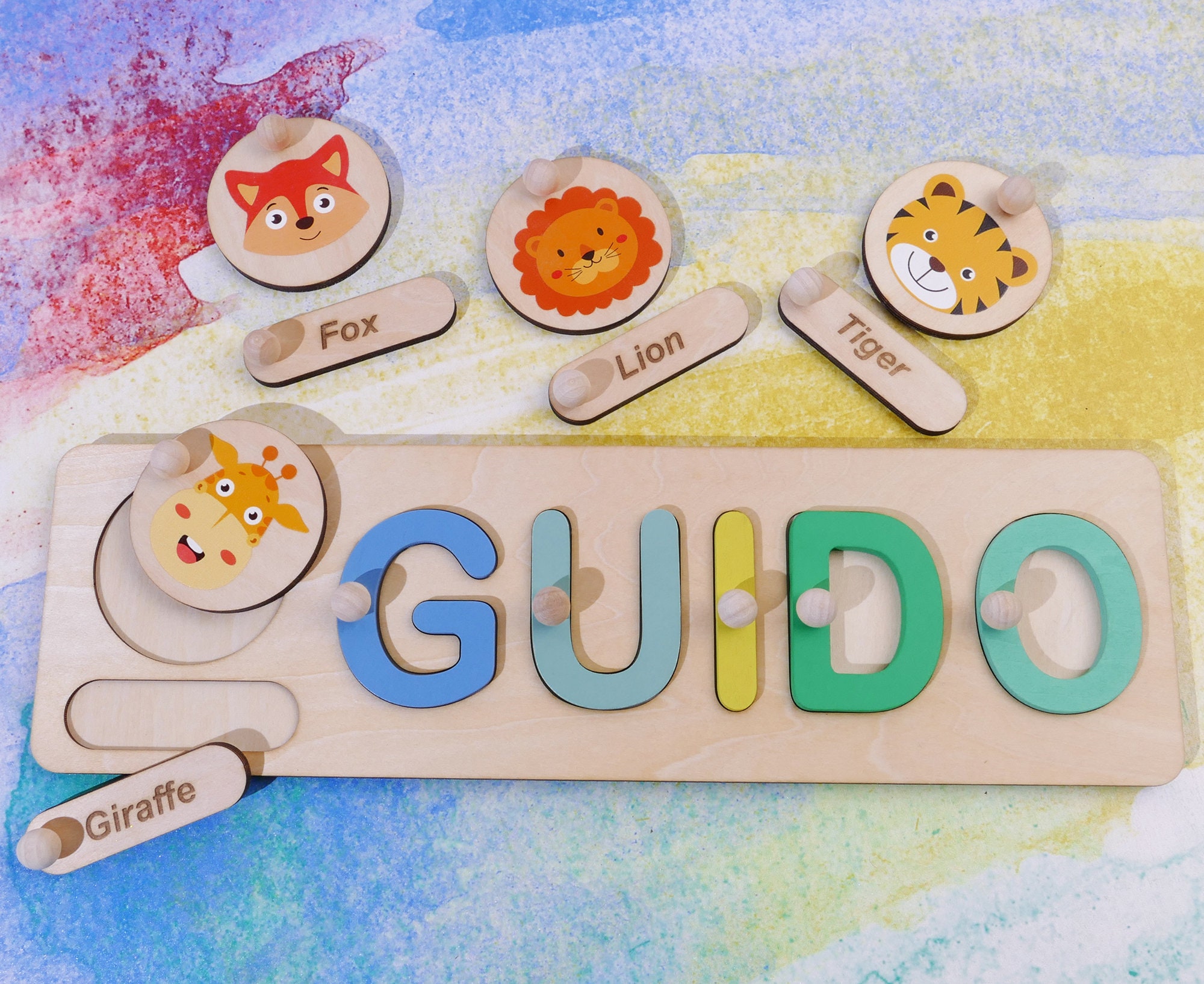 Custom Baby Name Puzzle with Animal Matching Game | Etsy