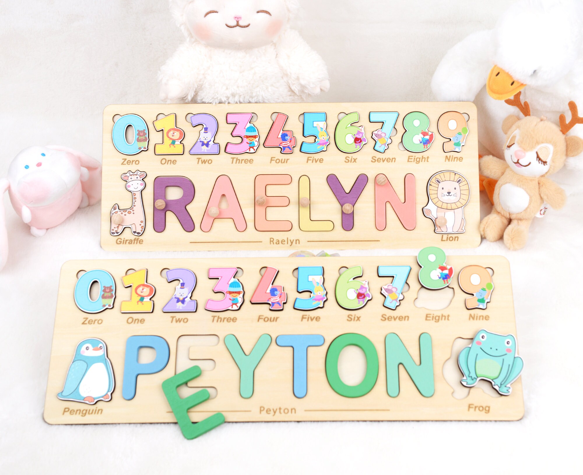 Custom Baby Name Puzzle With Numbers, Personalized Puzzle Name Board ...