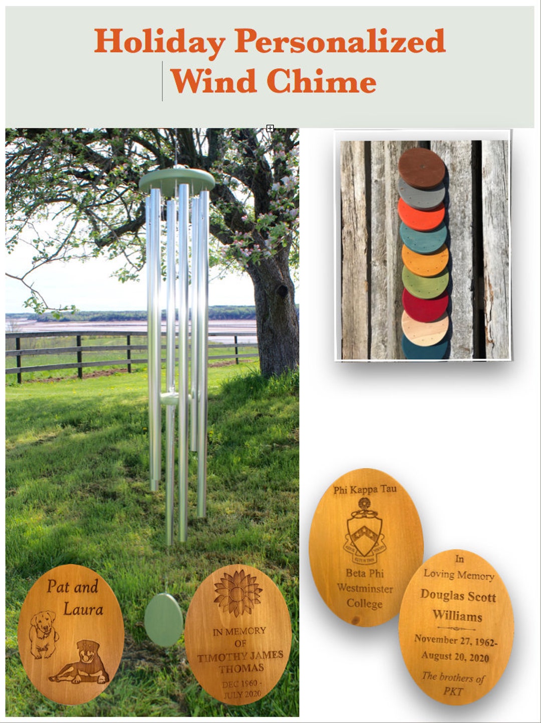 Personalized Wind Chime: Custom Engraved 36" Memorial Gift - Etsy
