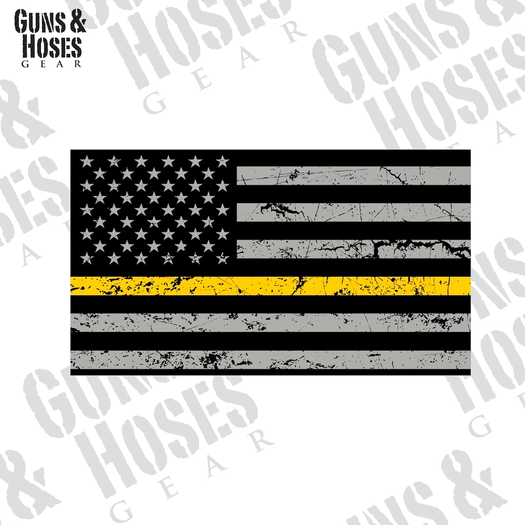 USA Flag Gold Line Flag Sticker Decal Dispatcher Sticker, Thin Gold ...