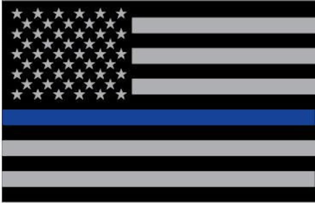 USA Flag TBL Grey Sticker Decal, Thin Blue Line Sticker, Police Sticker ...