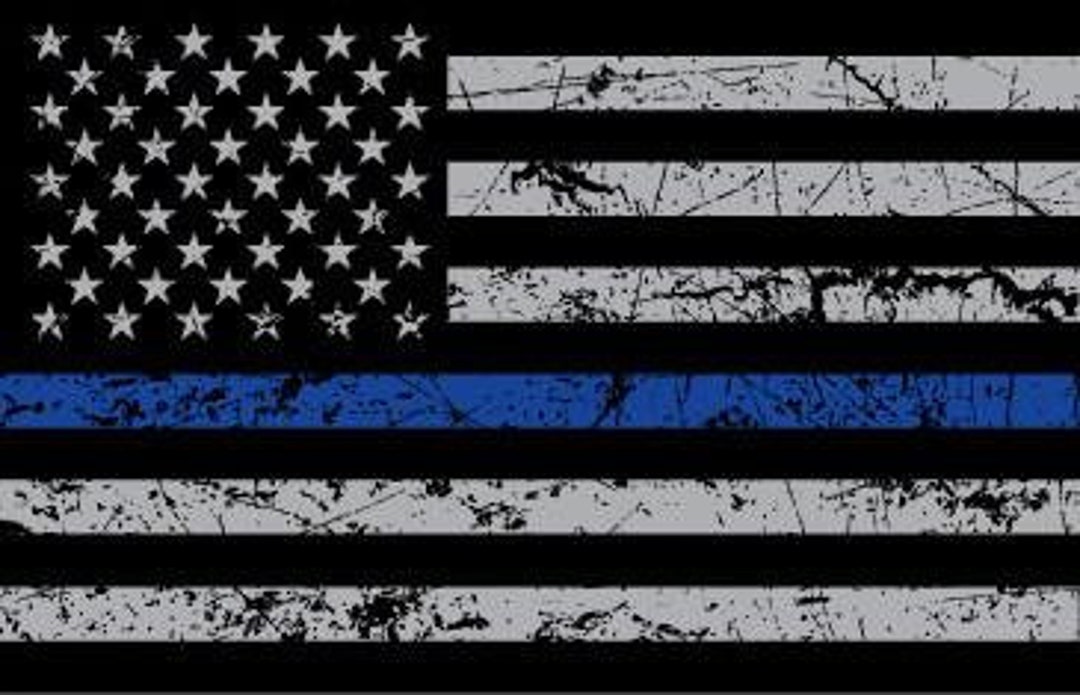 USA Flag Thin Blue Line Grey Distressed Sticker Decal, TBL USA Flag ...