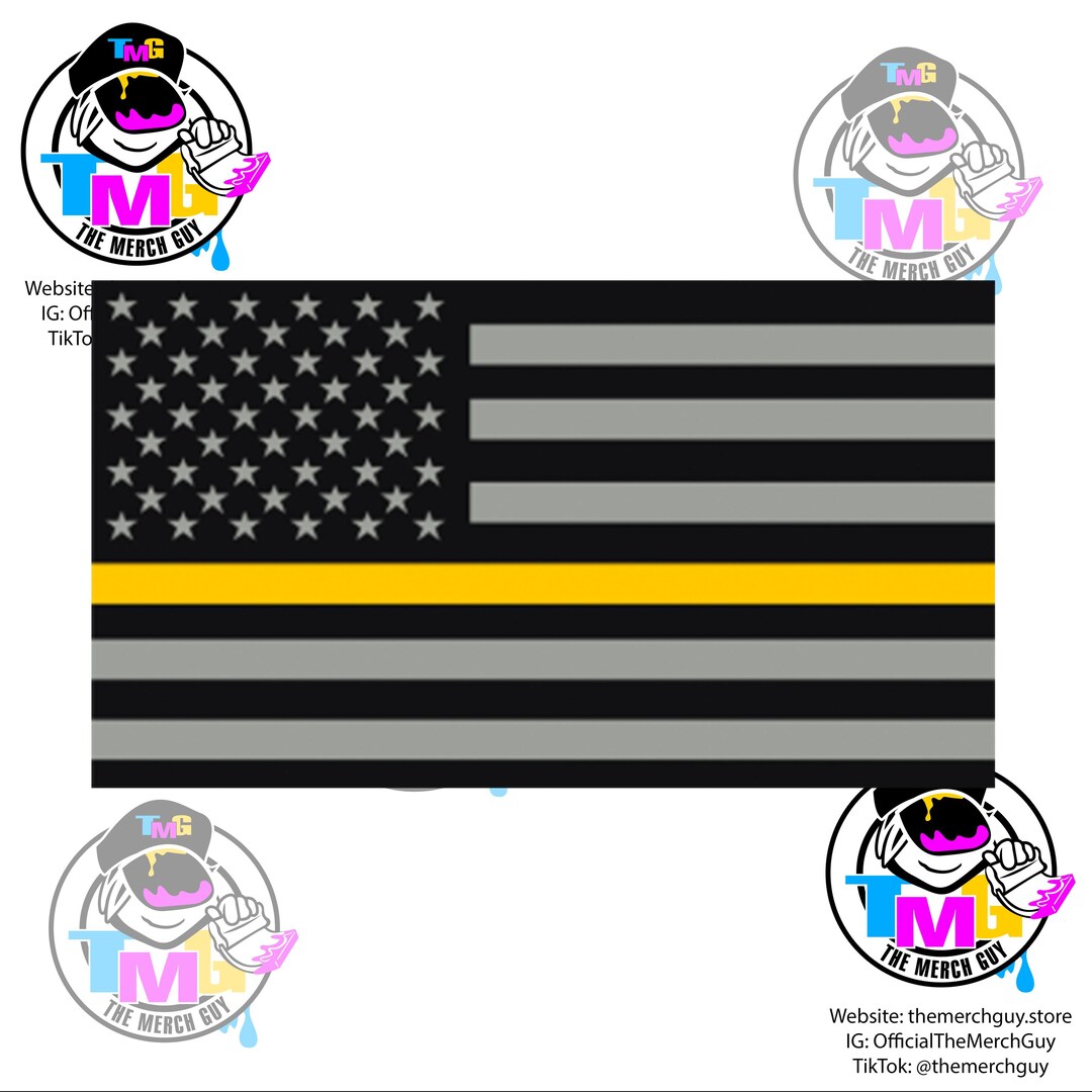USA Flag Gold Line Flag Sticker Decal - Dispatcher Sticker, Thin Gold ...
