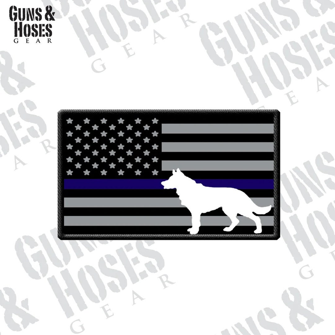 USA Flag With Dog Patch Police K9, Blue Line, Iron on Patch, Velcro ...