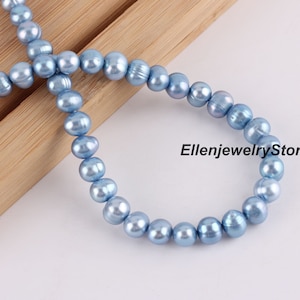 8-9mm Natural Freshwater Pearl Blue Pearls, Ringed Freshwater Pearl ...